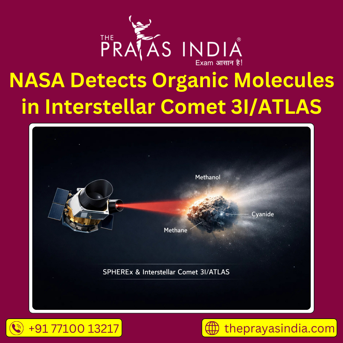 NASA’s SPHEREx Detects Organic Molecules - The Prayas India